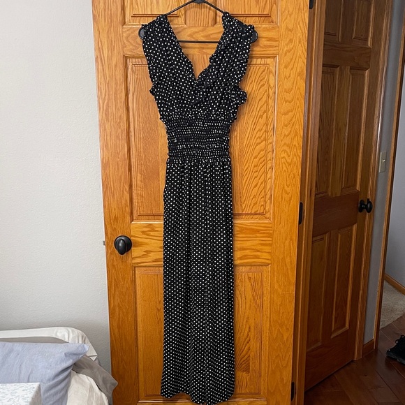 Max Studio | Dresses | Max Studio Black And White Polka Dot Jumpsuit ...